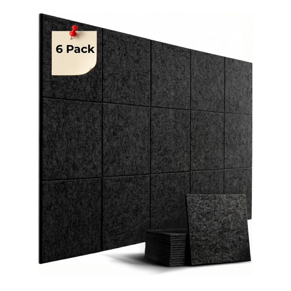 STRAIGHT ACOUSTIC BULLETIN FELT BOARD TILE BLACK- 6 in a BOX – Acoustic Mod